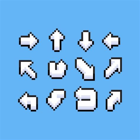 Conjunto De Pixel Art De Flecha Vector Premium
