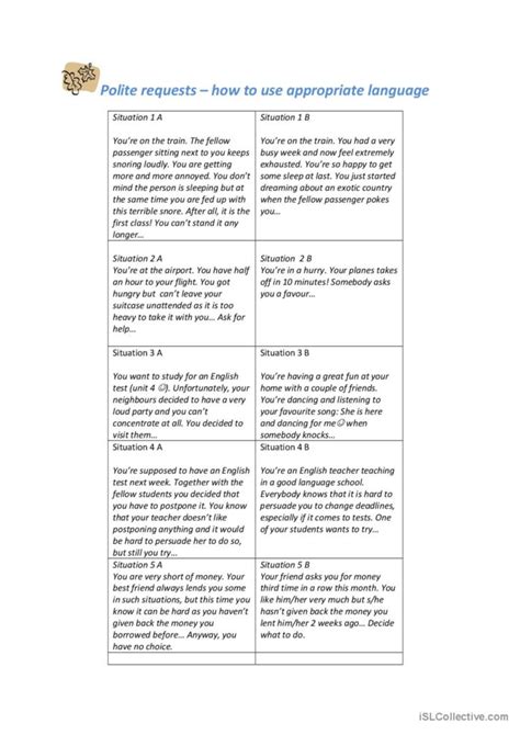 Requests Role Play Discussion Starte English Esl Worksheets Pdf Doc