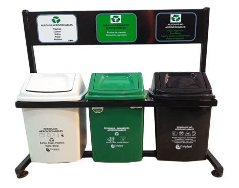 Punto ecológico de 22 litros tres puestos nueva norma ECORECICLAJE