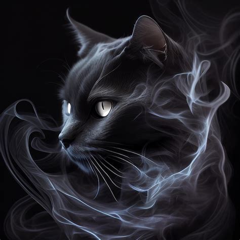 Retrato De Um Gato Preto Na Fuma A Generative Ai Foto Premium