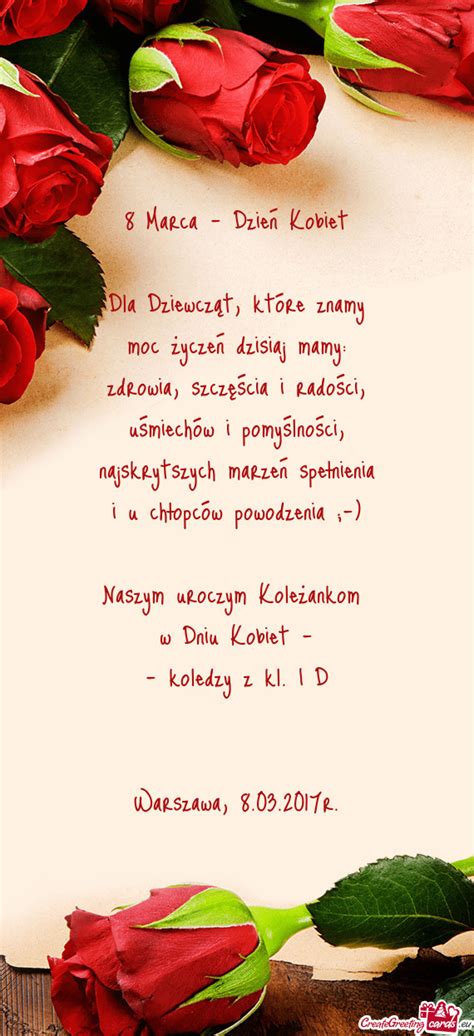8 Marca Dzień Kobiet Darmowe kartki