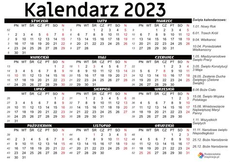 Kalendarz 2023 do druku 8 darmowych plików PDF ze świętami i