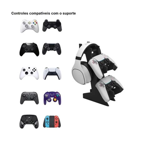 Suporte Porta Controle Xbox One X S Ps4 Ps5 Fone Preto Mdf Shopee