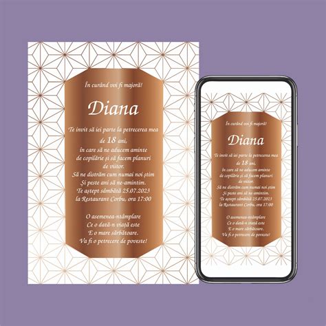 Invitatie Digitala Pentru Majorat Cu Auriu Cod 0050