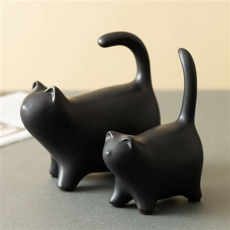 FIGURKA GRUBY KOT Ceramiczna Czarny Mat 9x13cm Sklep Internetowy Styl