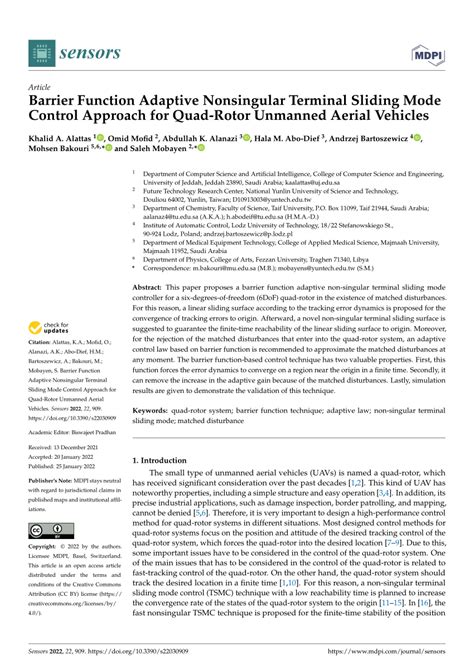 pdf barrier function adaptive nonsingular terminal sliding mode control approach for quad