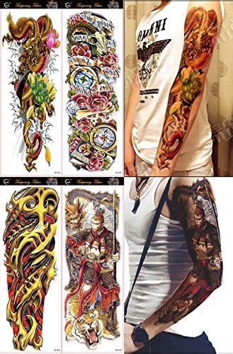 Dalin Sheets Extra Large Temporary Tattoos Full Arm Set Amazon
