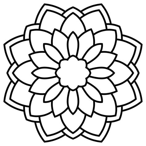 Black Outline Flower Mandala Vintage Decorative Element Ornamental