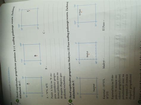 Zad 4 Określ współrzędne geograficzne punktów B i C według podanego