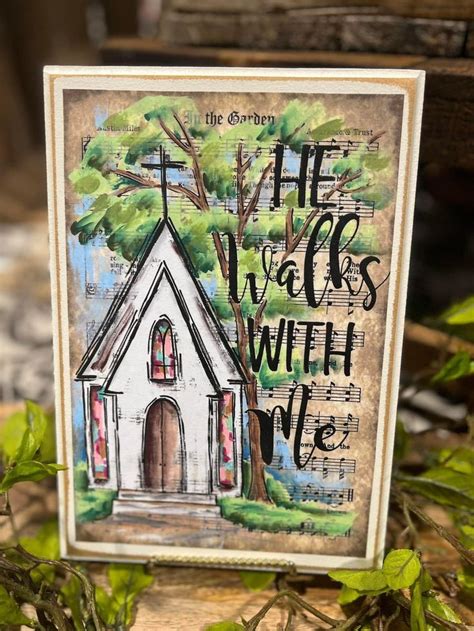 In The Garden He Walks With Me Hymn Board Sign Sympathy Gift