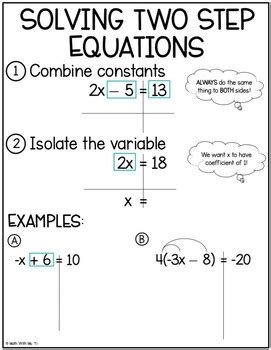 Solving Two Step Equation Anchor Chart By Math With Ms Yi TPT