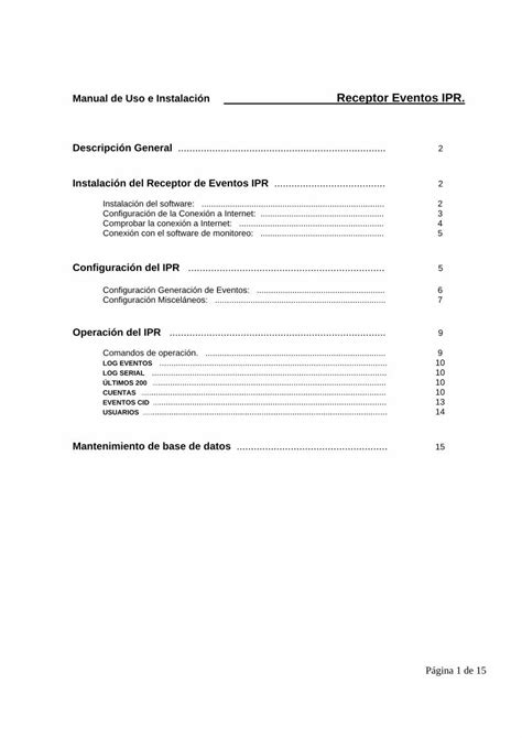 PDF Manual de Uso e Instalación Receptor Eventos IPR Si está