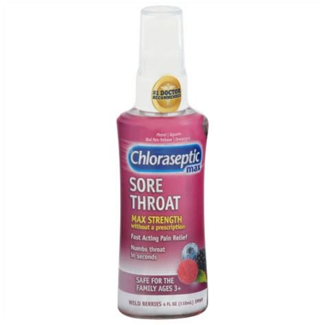 Chloraseptic Wild Berries Flavor Max Strength Sore Throat Spray 4 Fl
