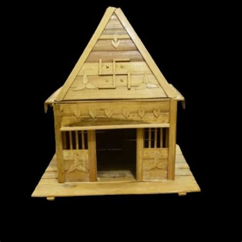 Brown Bamboo Hand Carved Pooja Mandir For Worship Size Dimension 6 X