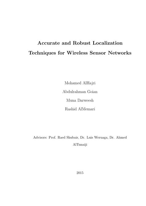 pdf accurate and robust localization techniques for wireless sensor networks
