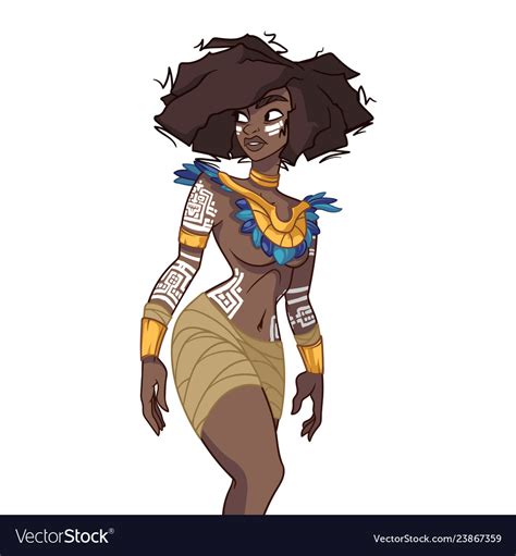 Ancient Aztec Woman With Body Paint All Over Her Vector Image