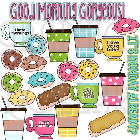 Donut Coffee Clipart Svg Png Eps Images Breakfast Clip Etsy Clip