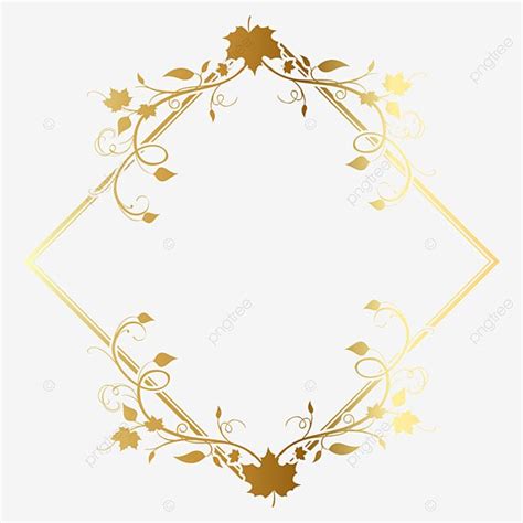 An Elegant Golden Frame With Leaves And Flowers On The Edges Gold