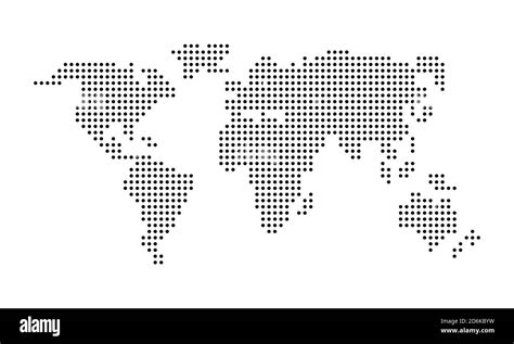 Pixel World Map Dotted World Map Vector On Isolated White Background