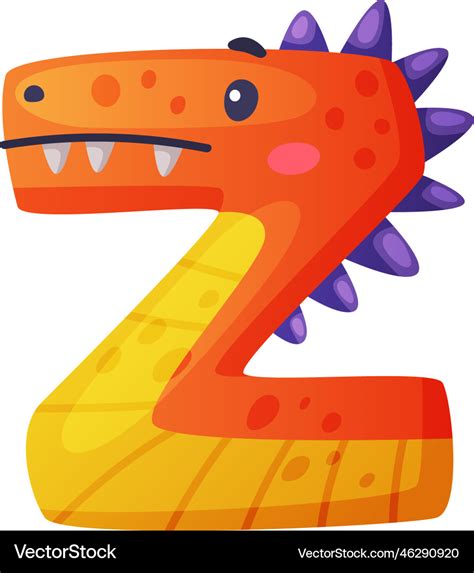 Z Consonant Letter Dino Font Dinosaur Alphabet Vector Image