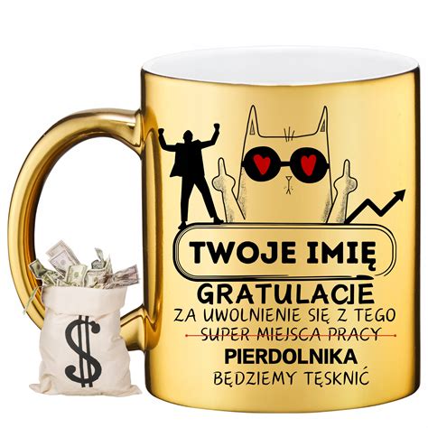 KUBEK ZŁOTY NA POŻEGNANIE ODEJŚCIE KOLEŻANKI KOLEGI Z PRACY NA PREZENT
