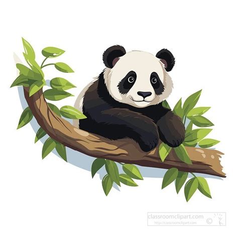 Panda Clipart Panda Resting On A Tree Limb Clip Art