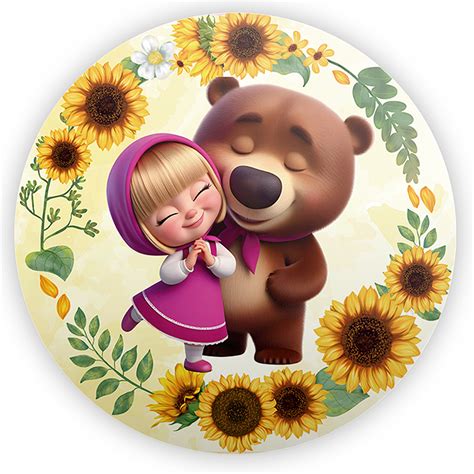 Painel Redondo Masha E O Urso Sublimado 3D Sublitex painéis
