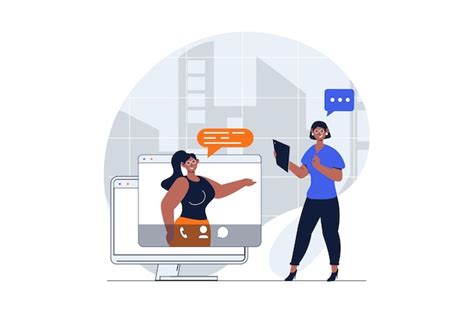Premium Vector Video Conference Web Concept With Character Scene