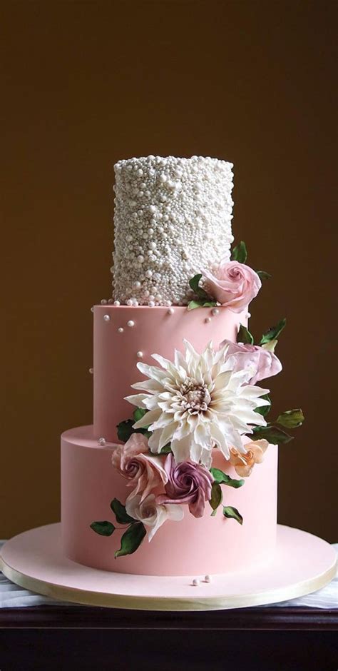 50 Timeless Pearl Wedding Cakes Sugar Dahlia Rose Accents Pearls