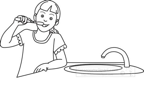 Brushing Teeth Clip Art Black And White