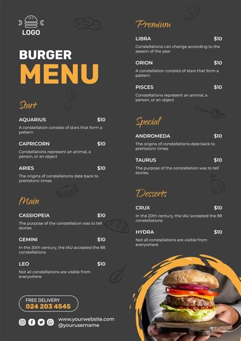 Edit And Get This Hand Drawn The Burger Menu Template For Free
