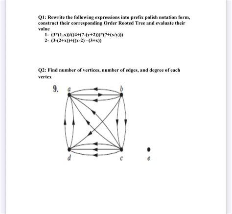solved q1 rewrite the following expressions into prefix