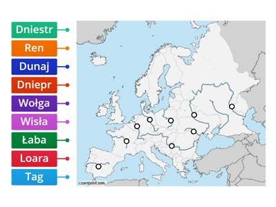 Mapa konturowa europy rzeki Materiały dydaktyczne