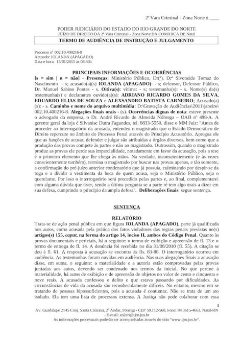 DOC Meta 5 Criminal Termo de Audiência Instrução e Julgamento
