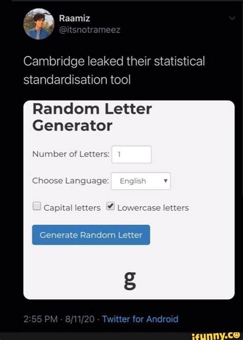 cambridge leaked their statistical standardisation tool random letter generator number of