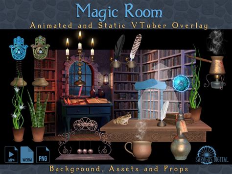 Magic Room Vtuber Overlay Package Twitch Animated Background Etsy