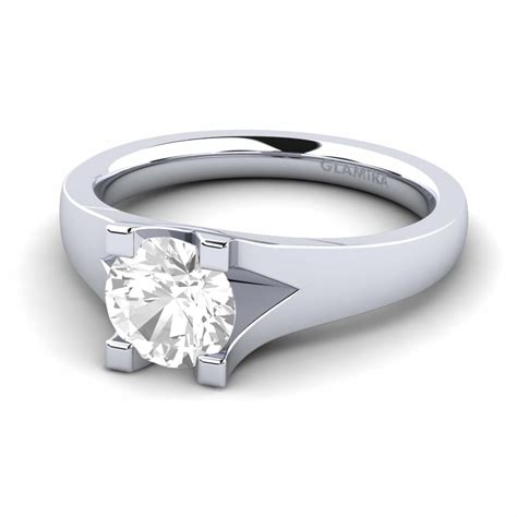 Hochwertige Verlobungsringe Henrietta 1 0crt mit 1 Karat Weißer Saphir