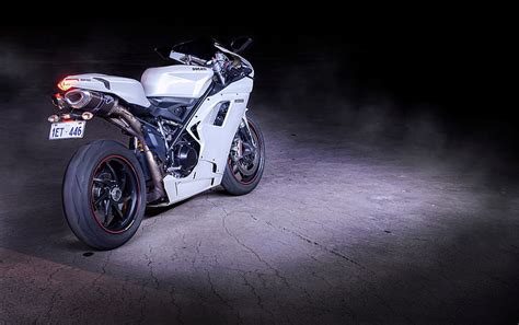 HD Wallpaper White And Black Sports Bike Motorcycle Rear View