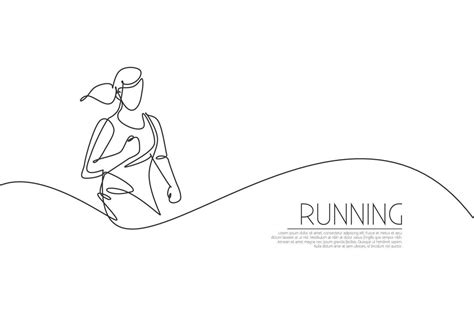 Un Dibujo De L Nea Continua De Una Joven Atleta Corredora Rel Jese