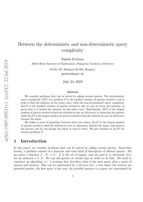 pdf between the deterministic and non deterministic query complexity