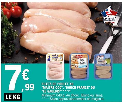 Promo Filets De Poulet X 6 maître Coq douce France Ou le Gaulois