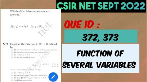 function of several variables csir net sept 2022 que i d 372 373 solution csirnet june2023