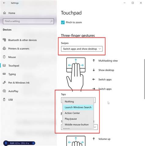 Cómo configurar los gestos del panel táctil de dos tres y cuatro dedos