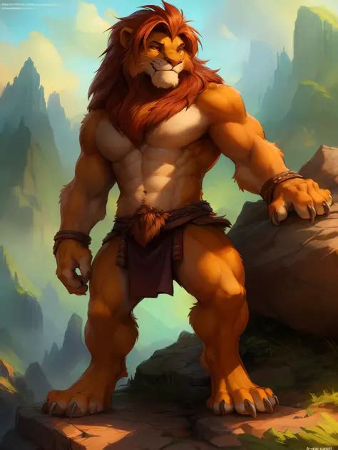 A Beautiful And Detailed Full Size Shot Of A Male Anthro Barbarian