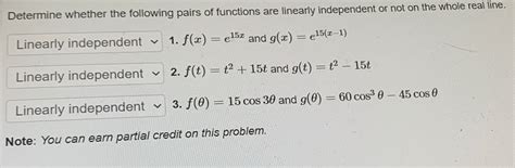 [solved] determine whether the following pairs of functions are linearly course hero