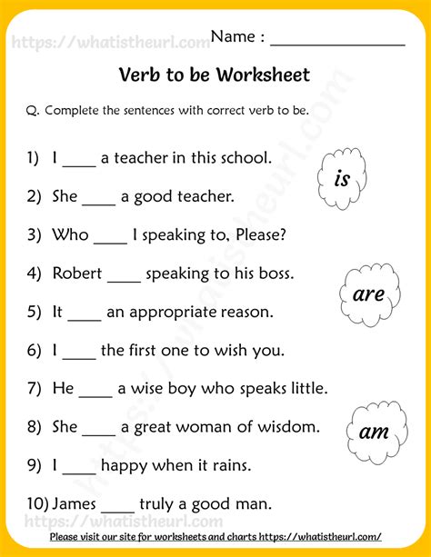 Verb To Be Worksheets