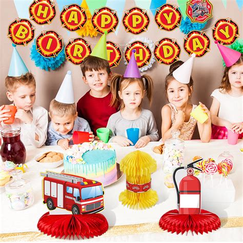 28 Pieces Fire Truck Birthday Party Supplies Include Fire Truck