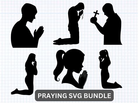 Praying Silhouette Christian Svg Silhouette Women Praying