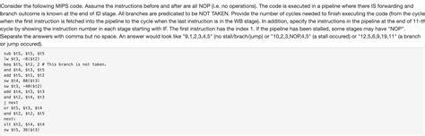 consider the following mips code assume the