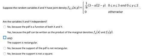 solved suppose the random variables x and y have joint